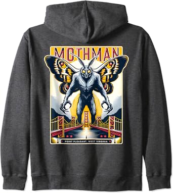 Amazon.com: Cryptid Mothman of Point Pleasant Retro Mothman Zip Hoodie : Clothing, Shoes & Jewelry
